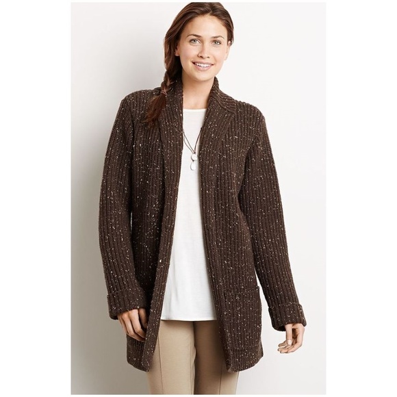 J. Jill | Sweaters | Jjill Brown Speckled Chunky Knit Cardigan Sweater ...